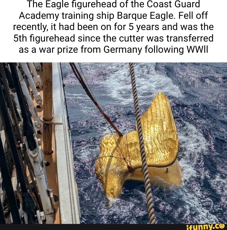 The Eagle tigurenead of the Coast Guard Academy training ship Barque ...