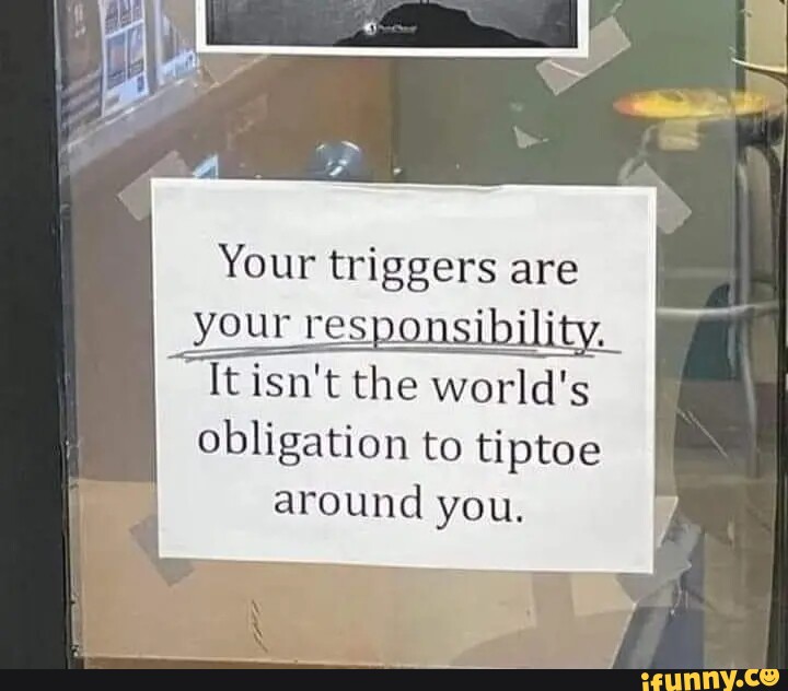 Your triggers are _your res It isn't the world's obligation to tiptoe ...