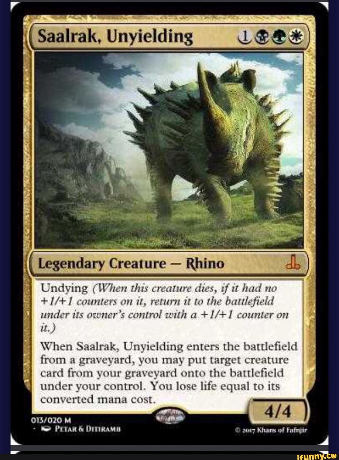 Unyielding Legendary Creature - Rhino Undying ( counters on it, return ...