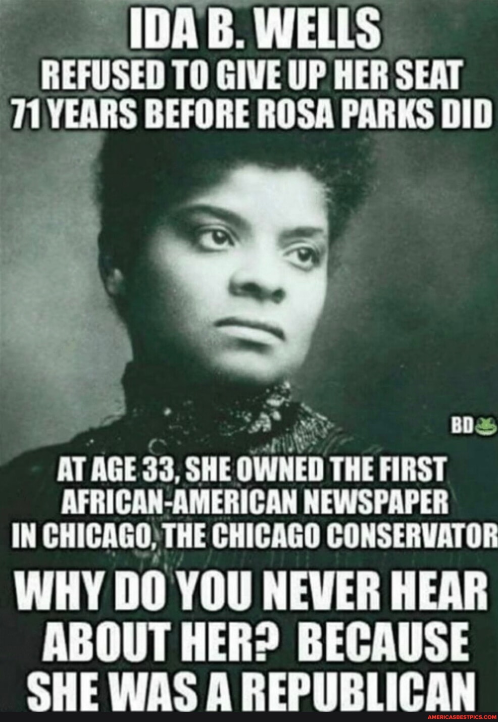 IDA B. WELLS REFUSED TO GIVE UP HER SEAT 71 YEARS BEFORE ROSA PARKS DID ...