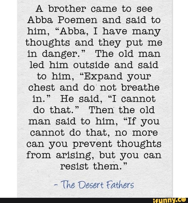 A brother came to see Abba Poemen and said to him, "Abba, I have many ...