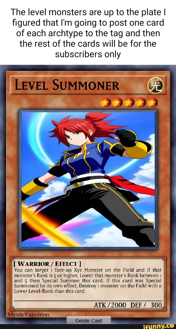 The level monsters are up to the plate I figured that I'm going to post ...