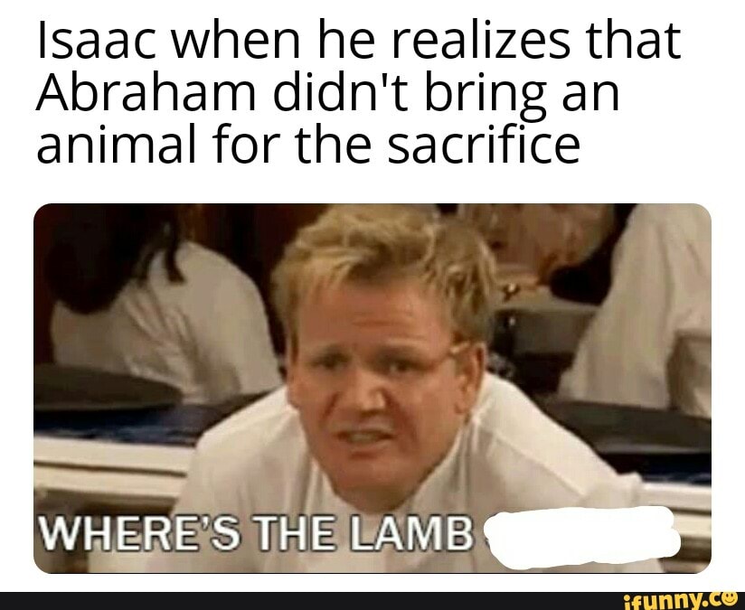 Isaac when he realizes that Abraham didn't bring an animal for the ...