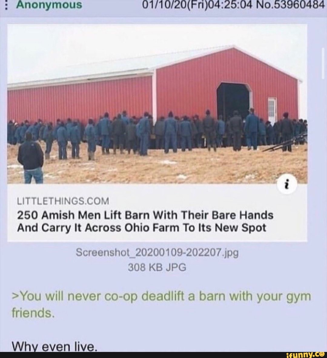 250 Amish Men Lift Barn With Their Bare Hands And Carry It Across Ohio ...