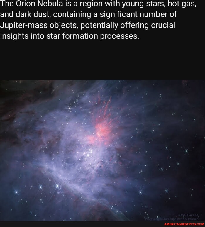 The Orion Nebula is a region with young stars, hot gas, and dark dust ...