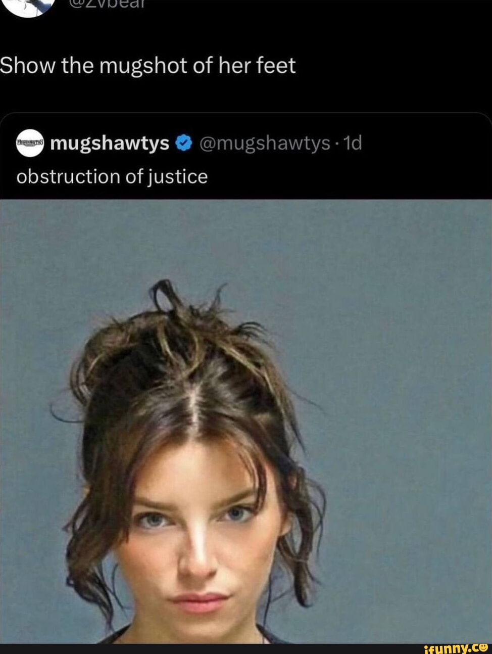 Show the mugshot of her feet mugshawtys @mugshawtys- obstruction of ...