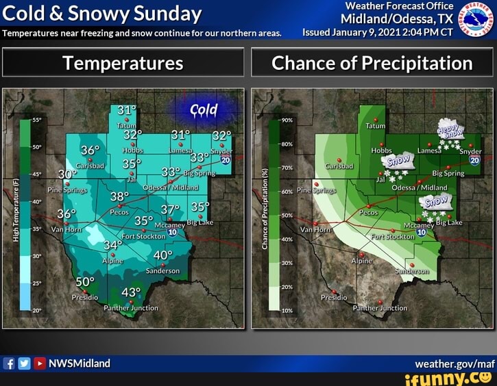 Weather Forecast Office Cold & Snowy Sunday TX Temperatures near ...