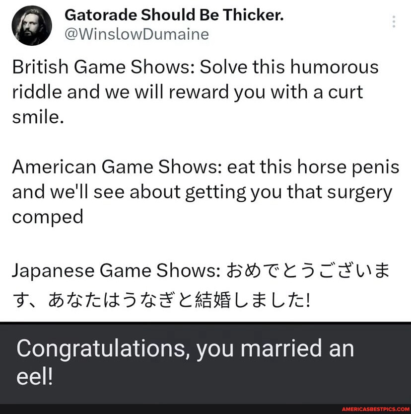 N/A - Gatorade Should Be Thicker. British Game Shows: Solve this ...