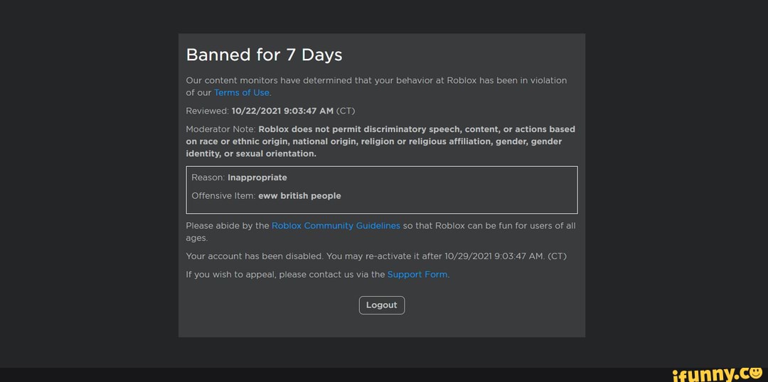 Banned for 7 Days Our content monitors have determined that your ...