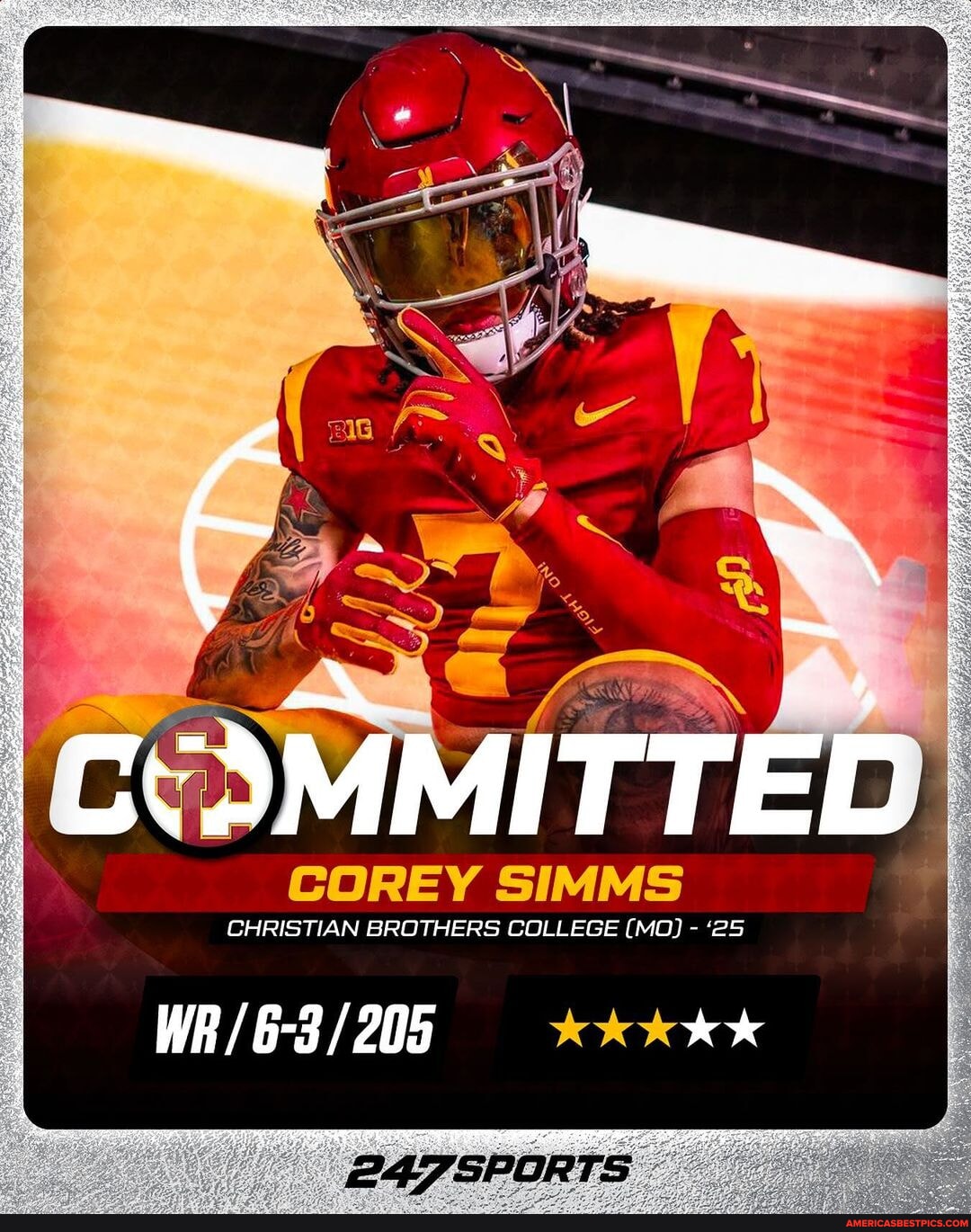 FIGHT ON! ️ Class of 2025 WR Corey Simms has committed to Lincoln Riley ...