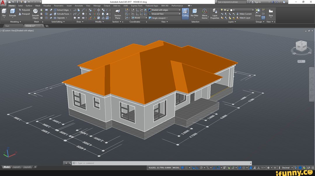 Trying to draw a house plan in Autocad - Home Solid Surface Mesh ...