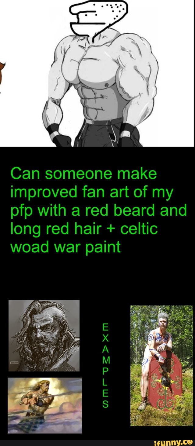 Can someone make improved fan art of my pfp with a red beard and long ...