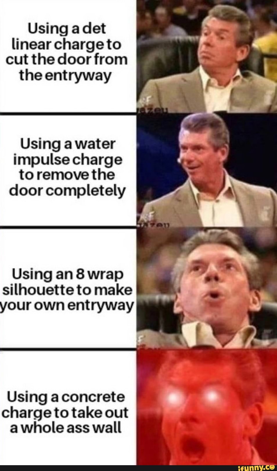 Using a det linear charge to cut the door from the entryway Using a ...