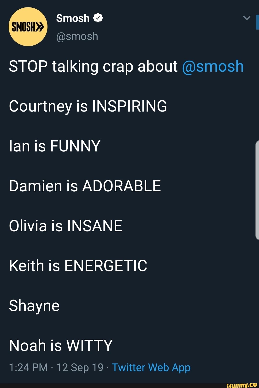STOP talking crap about @smosh Courtney is INSPIRING Damien is ADORABLE ...
