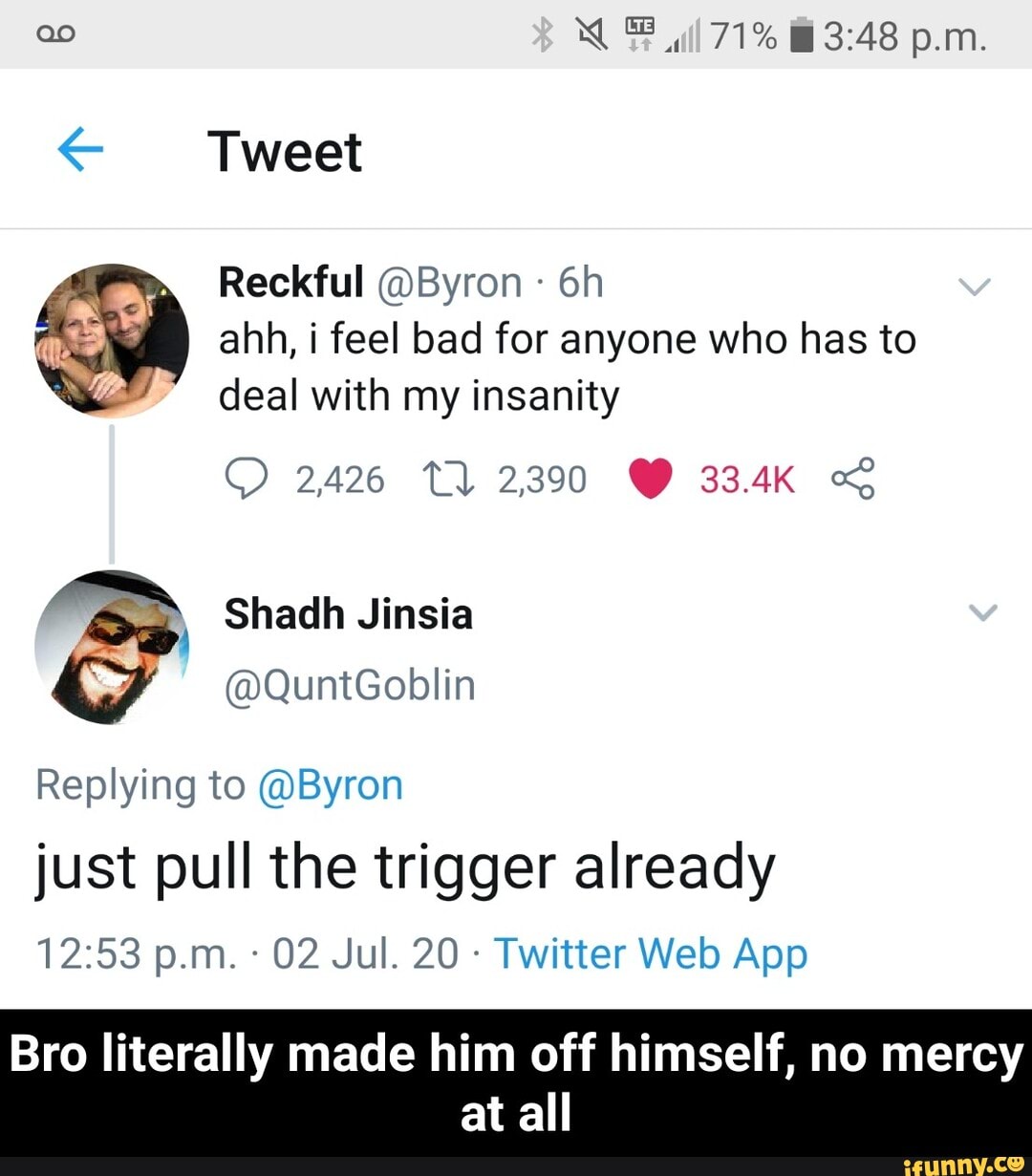 Tweet Reckful (DByron ahh, i feel bad for anyone who has to deal with ...