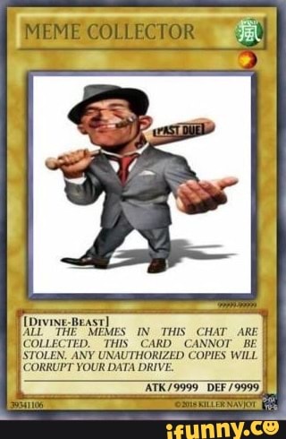 MEME COLLECTOR ALL MEMES. IN THIS CHAT ARE COLLECTED. THIS CARD CANNOT ...