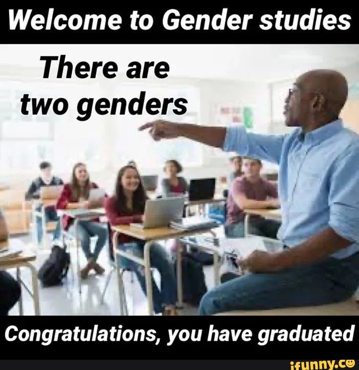 Welcome to Gender studies There are two genders Congratulations, you ...