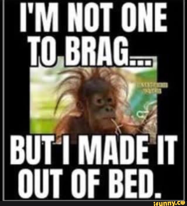 I'M NOT ONE BRAG... BUT I MADE IT OUT OF BED. - iFunny