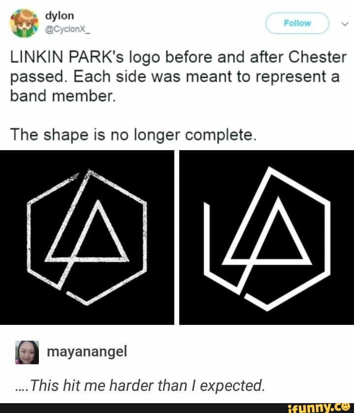Dylon LINKIN PARK's logo before and after Chester passed. Each side was ...