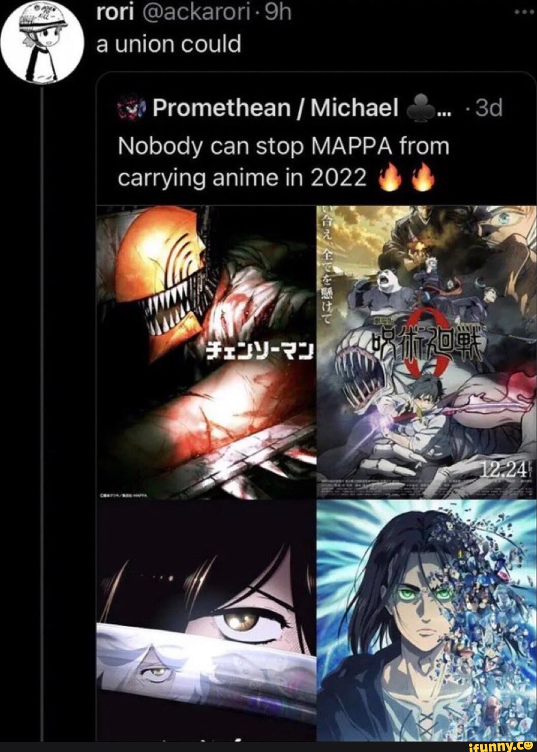 Rori a union could Promethean / Michael Nobody can stop MAPPA from ...