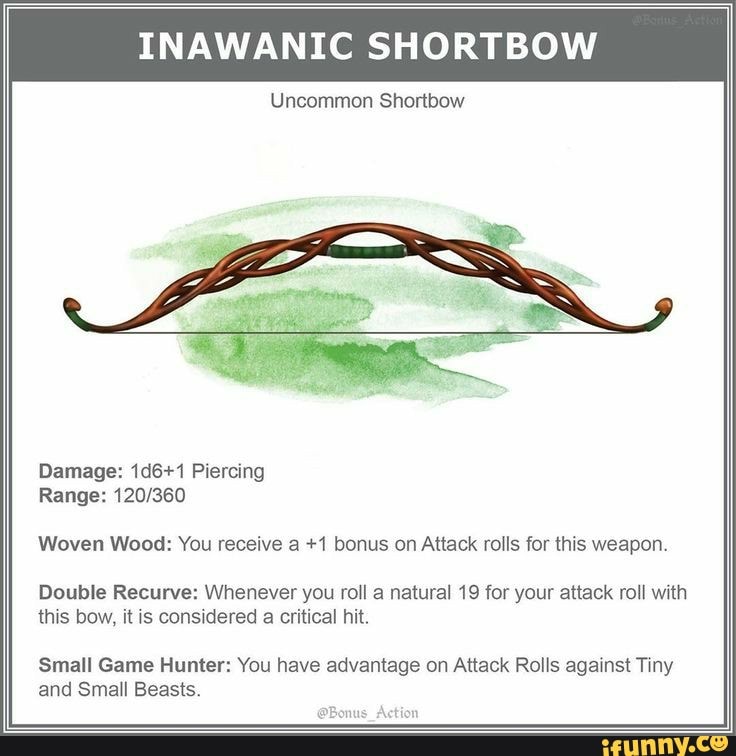 Uncommon Shortbow Range: 120/360 Woven Wood: You receive a +1 bonus on ...
