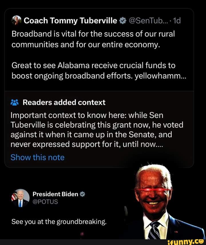 Coach Tommy Tuberville @ @SenTub... - id Broadband is vital for the ...