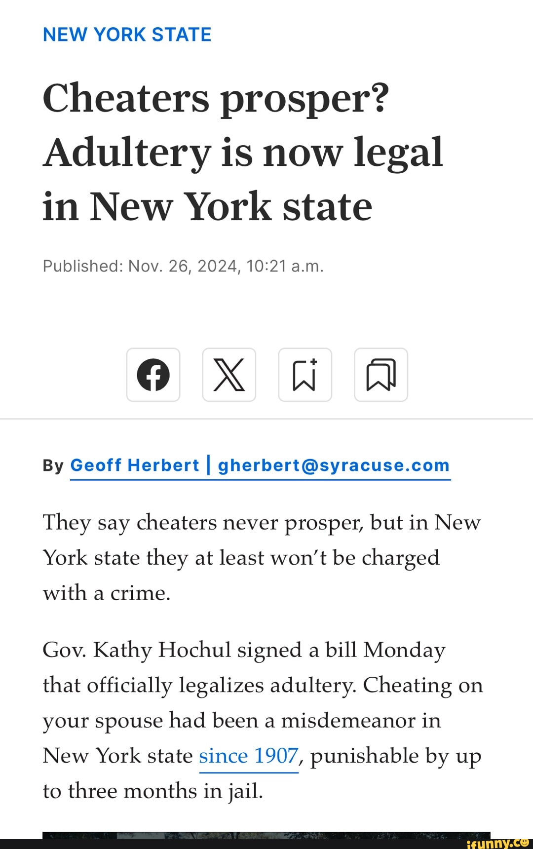 NEW YORK STATE Cheaters prosper? Adultery is now legal in New York ...