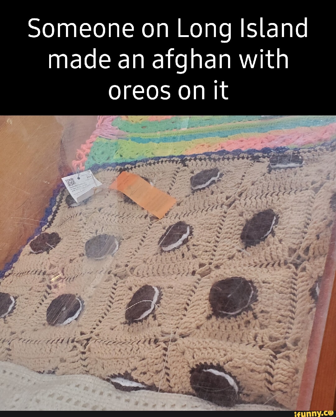 Someone on Long Island made an afghan with oreos on it of - iFunny