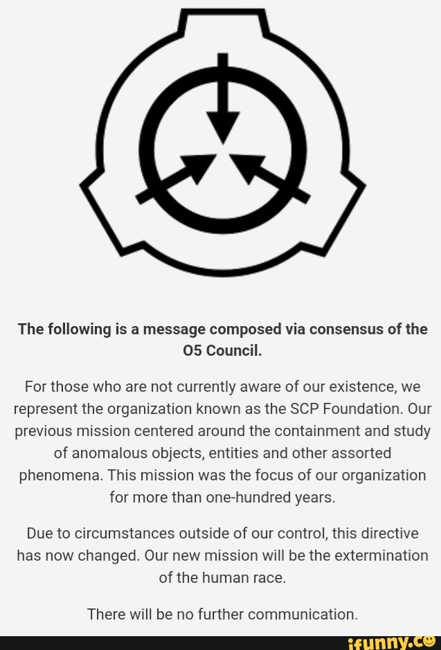 The following is a message composed via consensus of the 05 Council ...