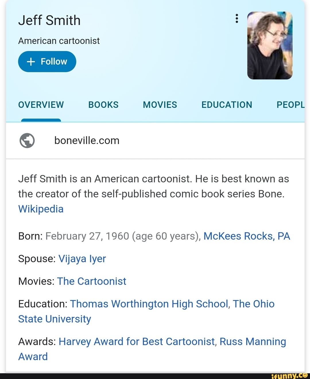 Jeff Smith American cartoonist Follow OVERVIEW BOOKS MOVIES EDUCATION ...