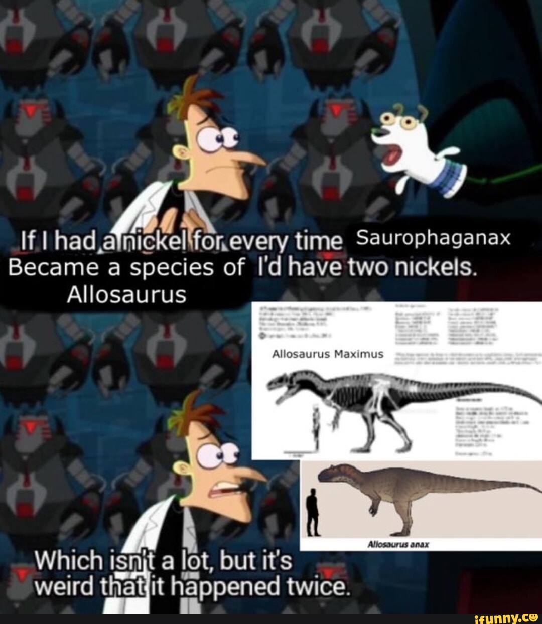 If I had nickel time Saurophaganax Became a species of I'd have two ...