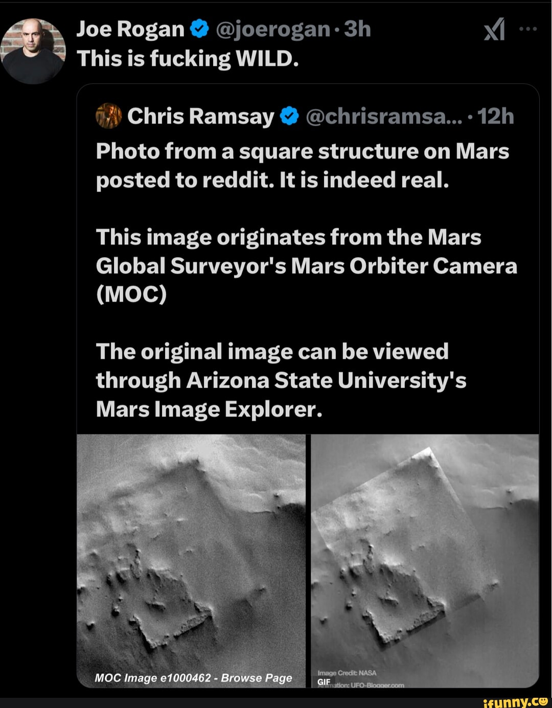 Joe Rogan @ @joerogan: M This is fucking WILD. Chris Ramsay @ @chrisramsa...- Photo from a ...