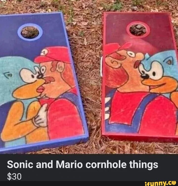 Sonic and Mario cornhole things $30 - iFunny