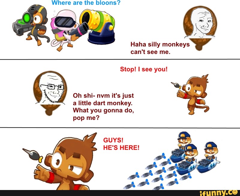 Where are the bloons? Haha silly monkeys can't see me. Stop! I see you ...