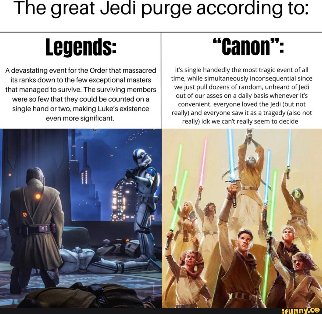 The great Jedi purge according to: Legends: A devastating event for the ...
