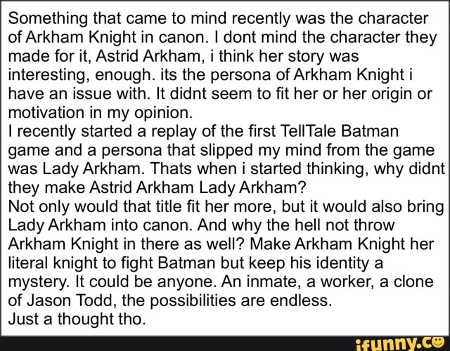 Something that came to mind recently was the character of Arkham Knight ...
