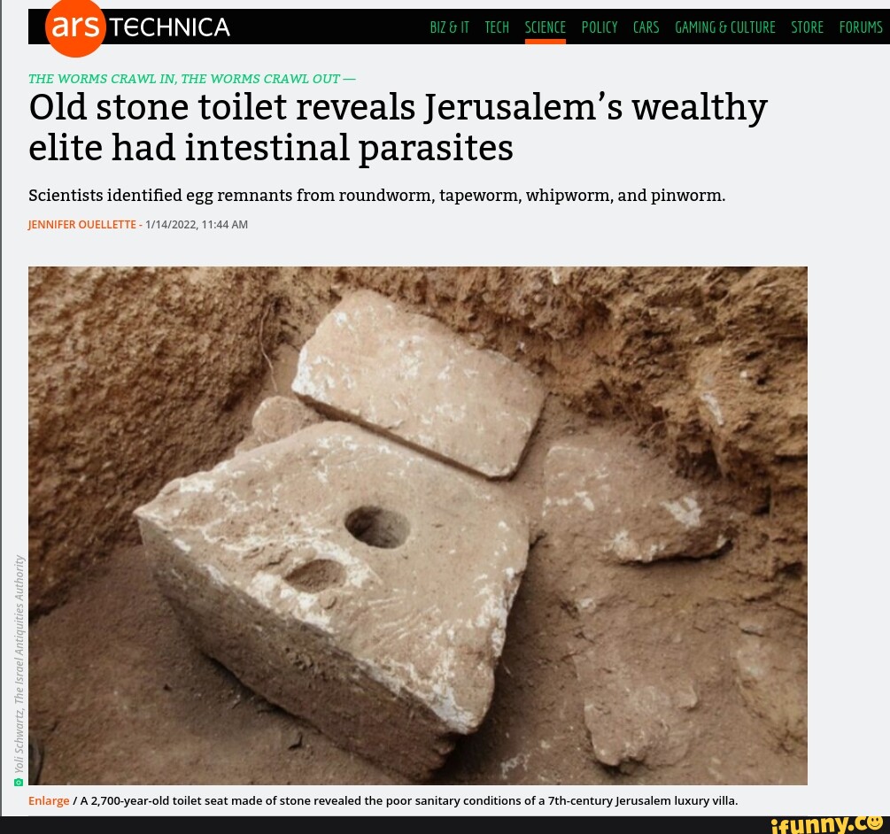 Old stone toilet reveals Jerusalem's wealthy elite had intestinal ...