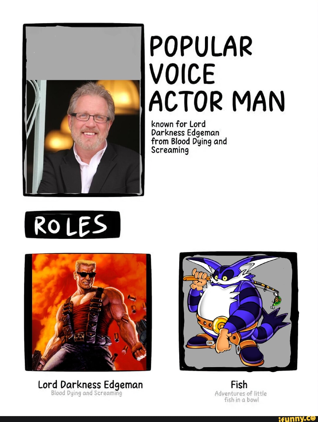 POPULAR VOICE actor MAN known for Lord Darkness Edgeman from Blood Dying and Screaming Lord ...