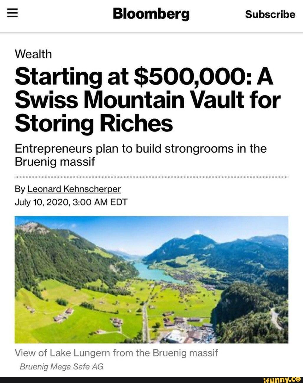 Wealth Starting at $500,000: A Swiss Mountain Vault for Storing Riches ...
