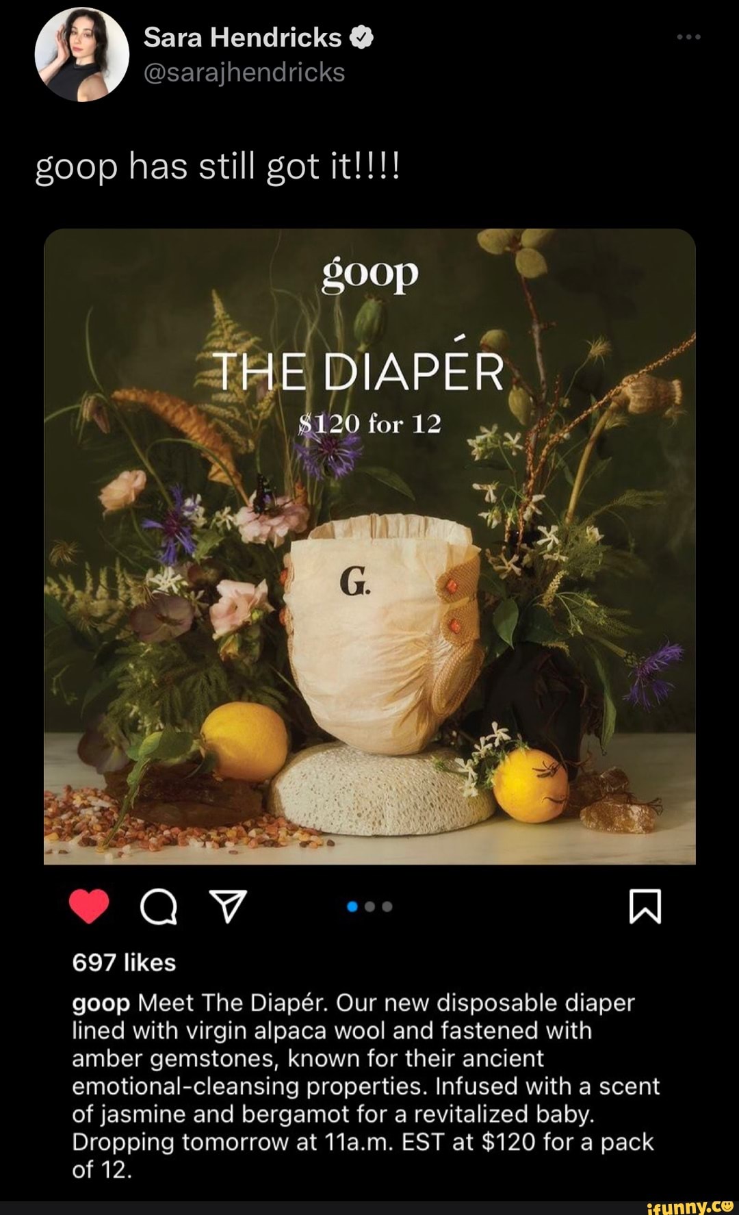 Sara Hendricks goop has still got it!!!! goop THE DIAPER.. for 12 697 ...