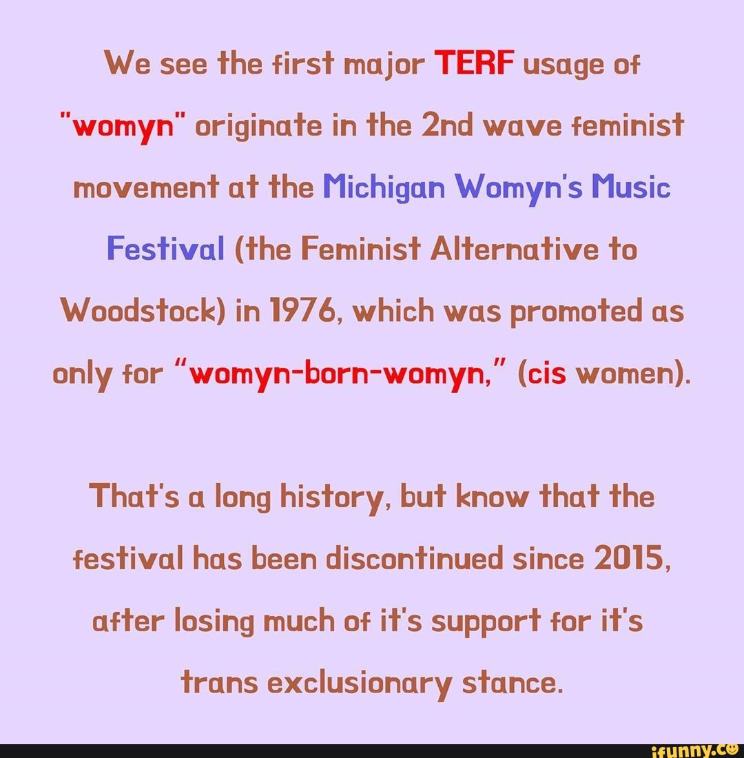 We see the first major RF usage of "womyn" originate in the wave ...