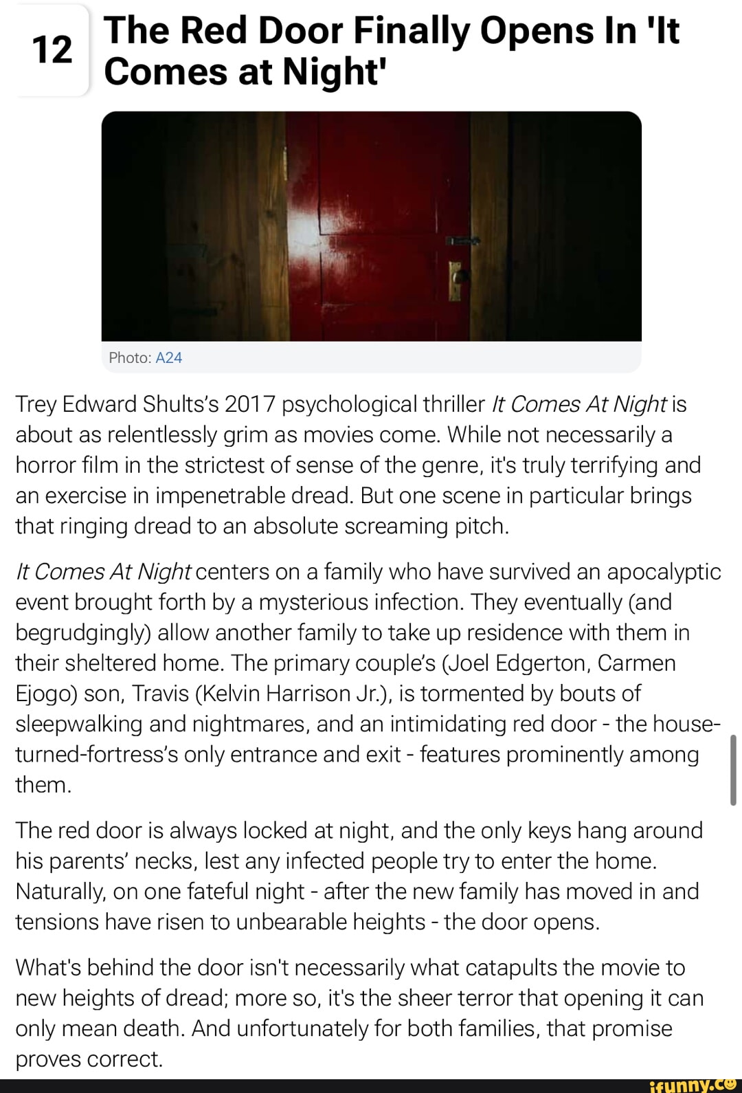 12 The Red Door Finally Opens In 'It Comes at Night' Photo: Trey Edward ...