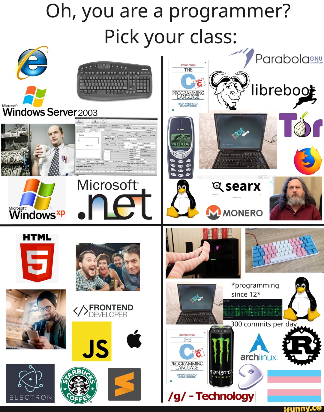 Oh, you are a programmer? Pick your class: "#Parabola librebogg 'Q ...