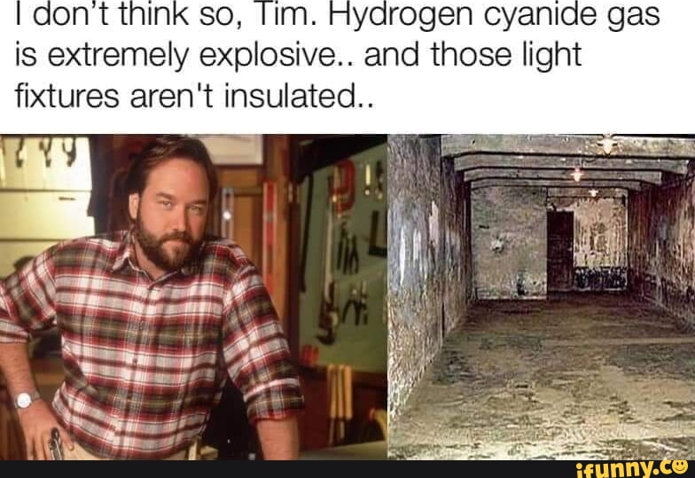 . hydrogen cyanide gas is extremely explosive.. and those light ...