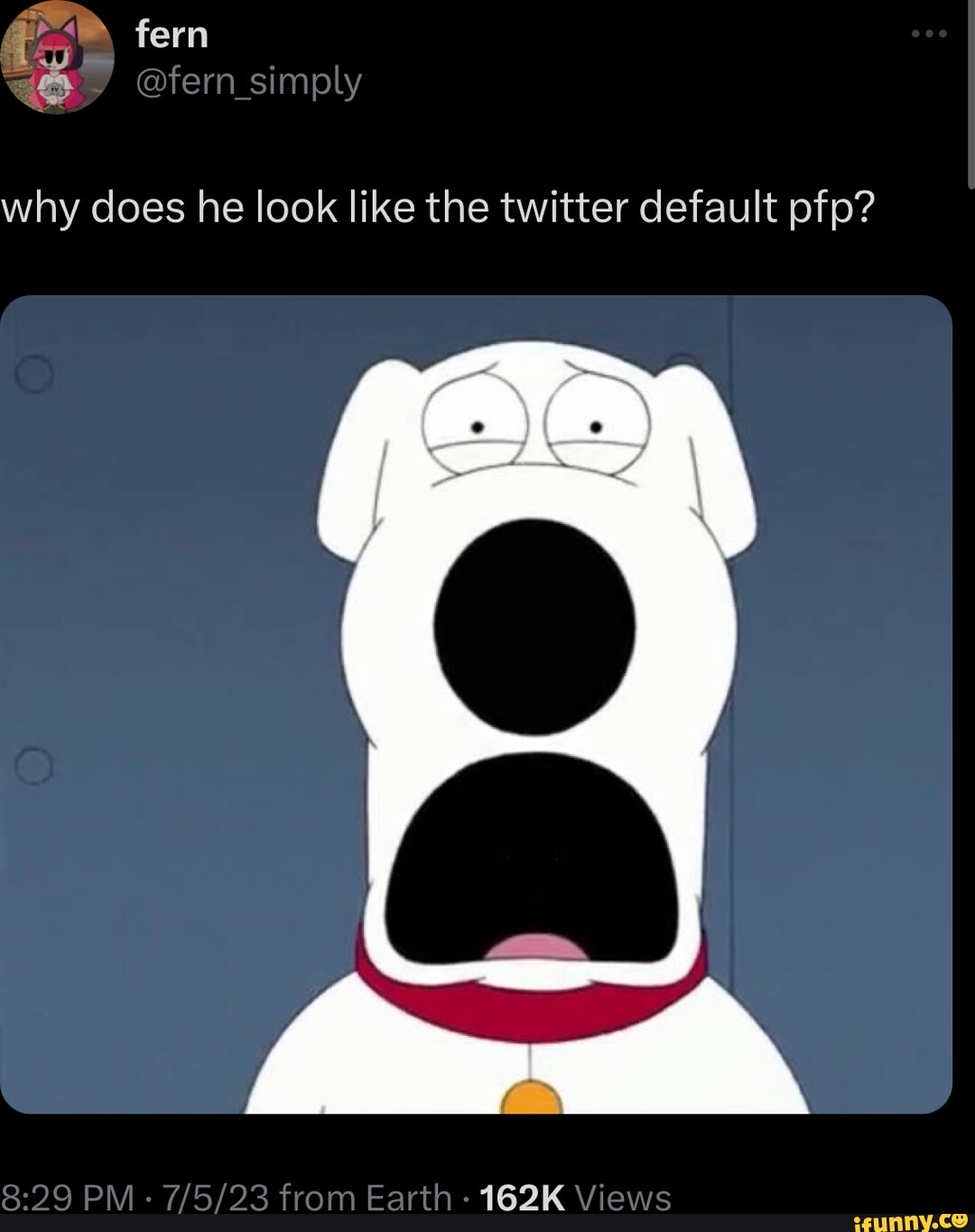 Fern why does he look like the twitter default pfp? PM from Earth 162K ...