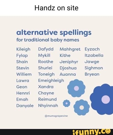 Alternative spellings for traditional baby names Kileigh Dafydd ...