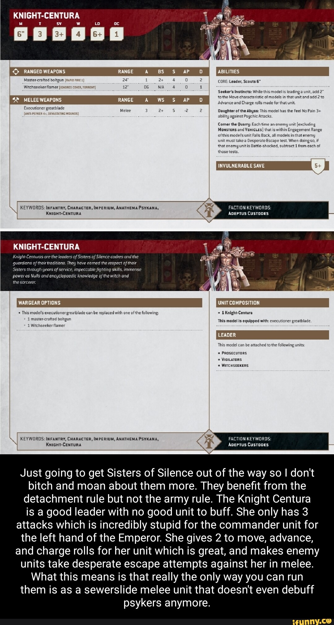 KNIGHT-CENTURA MELEE WEAPONS Executioner RANGED WEAPONS ABILITIES ...