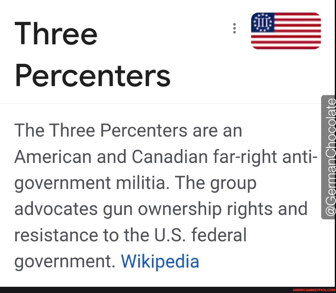 Three Percenters The Three Percenters are an American and Canadian far ...