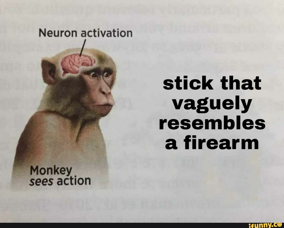 Neuron activation stick that vaguely resembles a firearm ~ Monkey sees ...