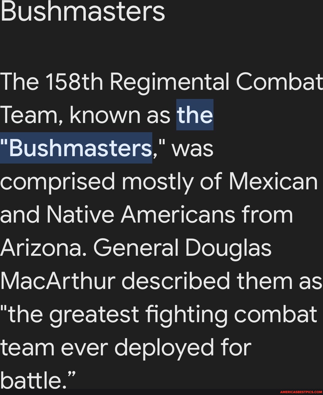 Busnmasters The 158th Regimental Combat Team, known as the "Bushmasters ...